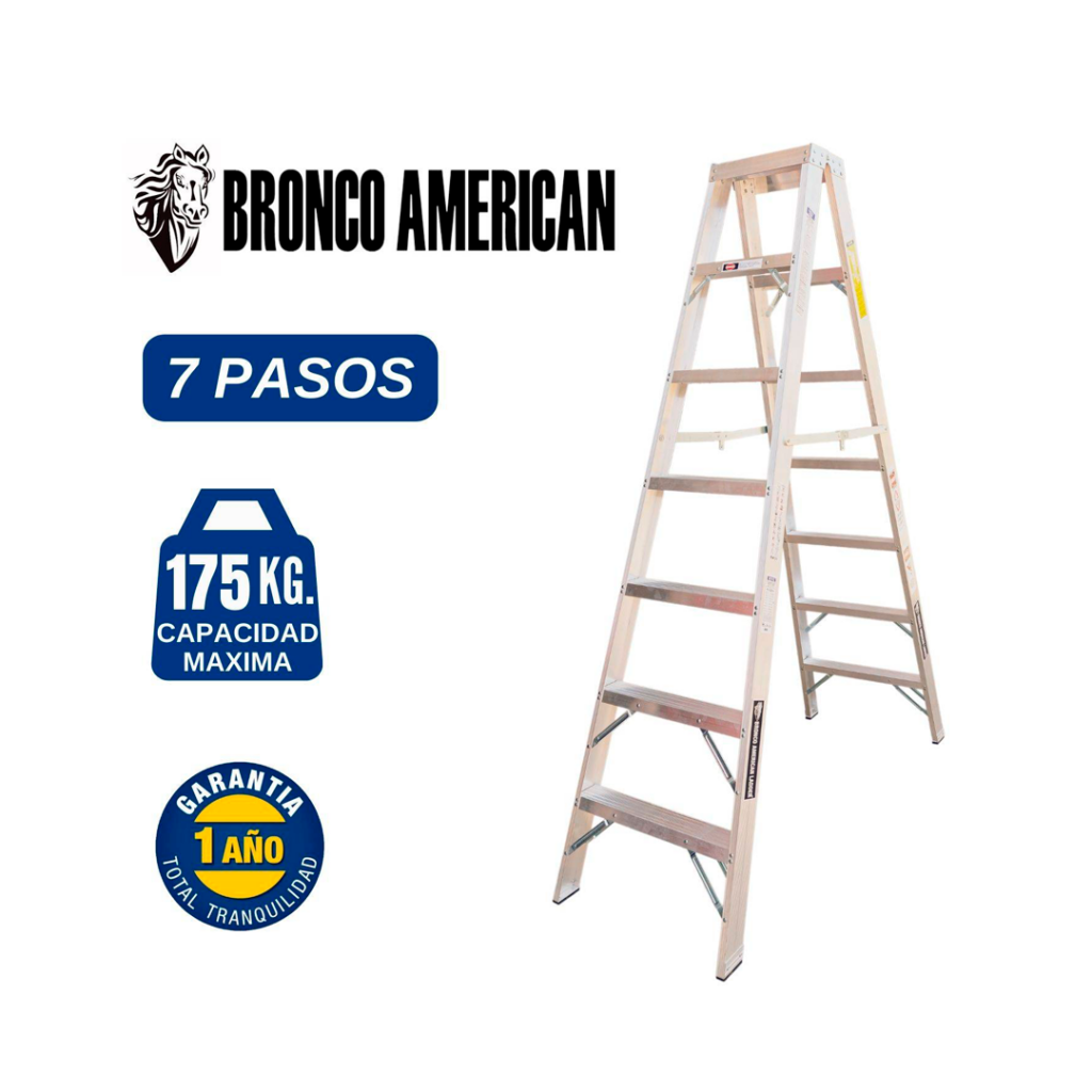 Escalera Aluminio Tijera Doble Ascenso de 8 Pasos-Bronco American ...
